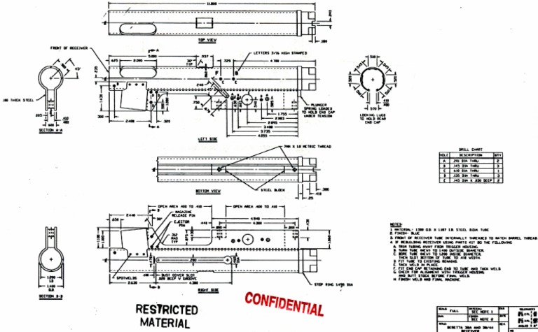 Beretta 38A 38-44 SMG Receiver Blueprint | PDF