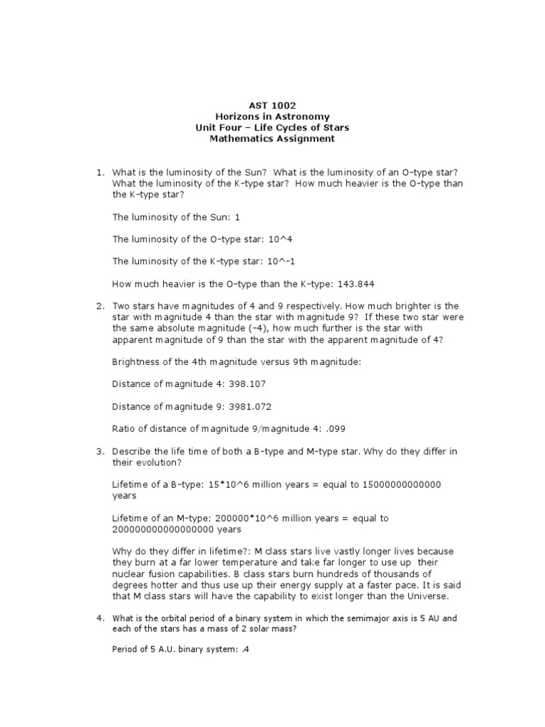 Astronomy - Unit Four Math | PDF