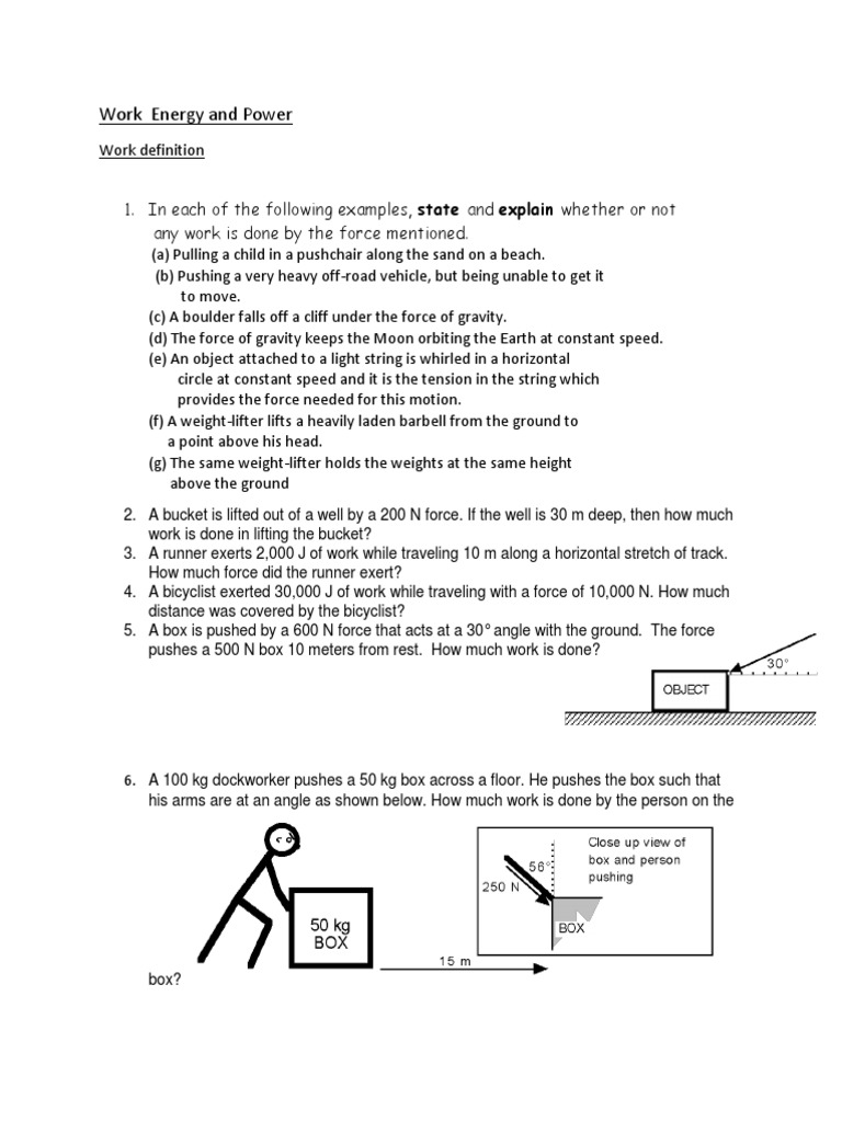 Work Energy and Power | PDF | Force | Potential Energy