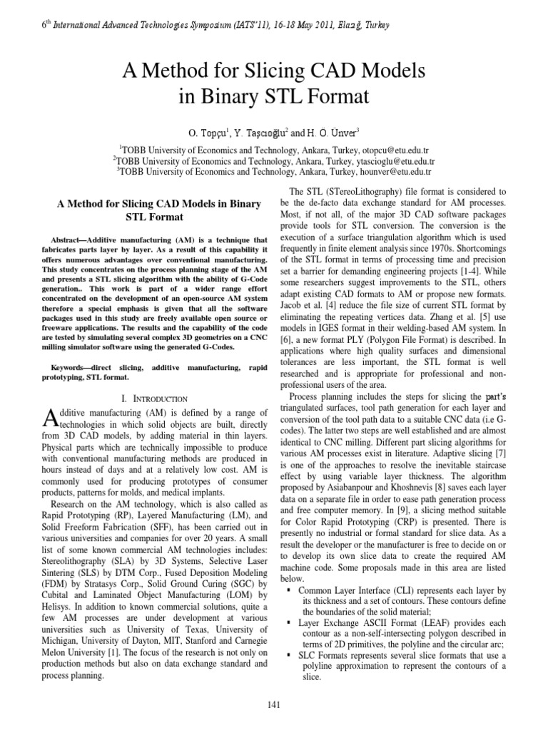 A Method For Slicing CAD Models in Binary STL Format IATS-libre | PDF | 3 D Printing | 3 D Modeling