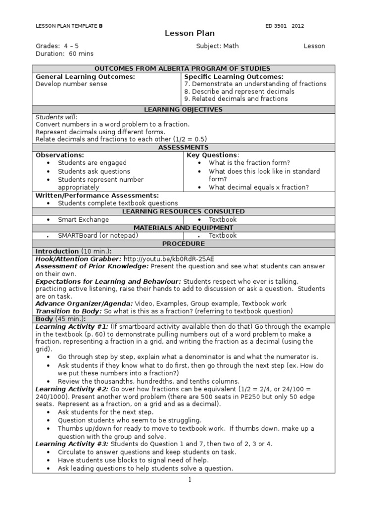 Grade 5 Math 1 W Reflection | PDF | Educational Assessment | Lesson Plan