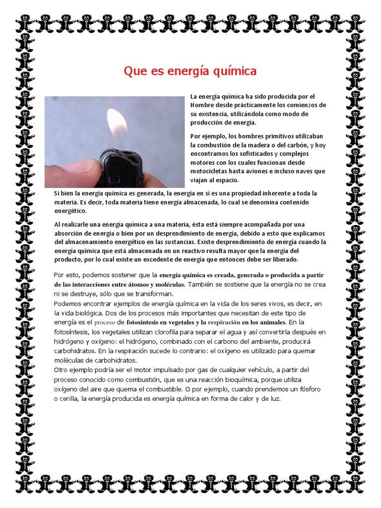 Definición y ejemplos de energía química | PDF