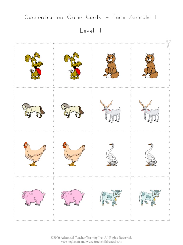 Farm Animals Memory Match | PDF | Games & Activities | Home & Garden