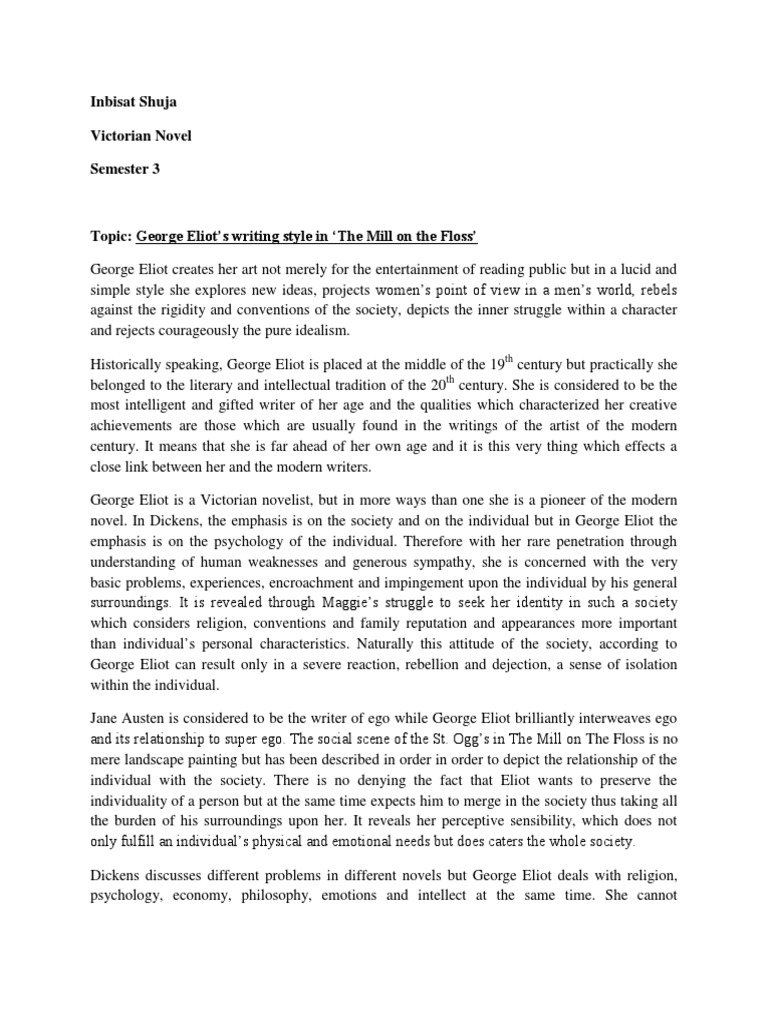 George Eliot's Writing Style | George Eliot | The Mill On The Floss