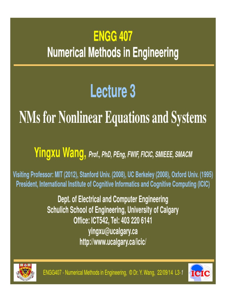 Lecture3 NonlinearEquations PDF | PDF | Numerical Analysis | Algorithms