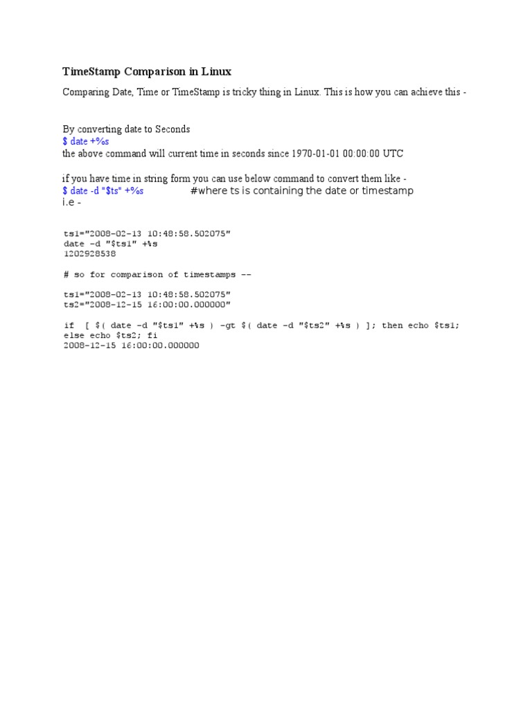 TimeStamp Comparison in Linux | PDF