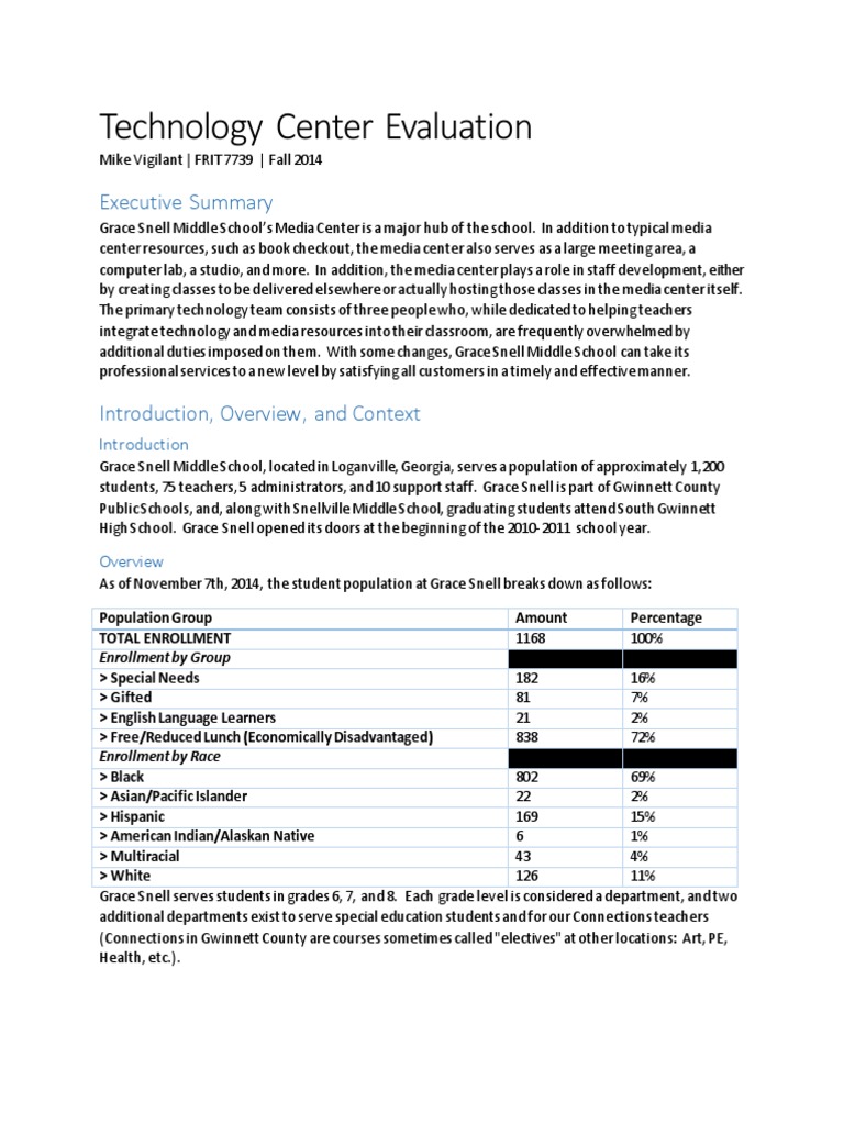 Technology Center Evaluation | PDF | Learning | Strategic Management