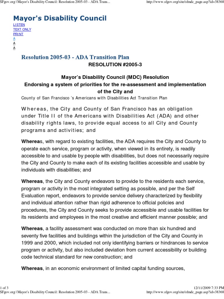 San Francisco ADA Transition Plan Priorities | PDF | Accessibility ...