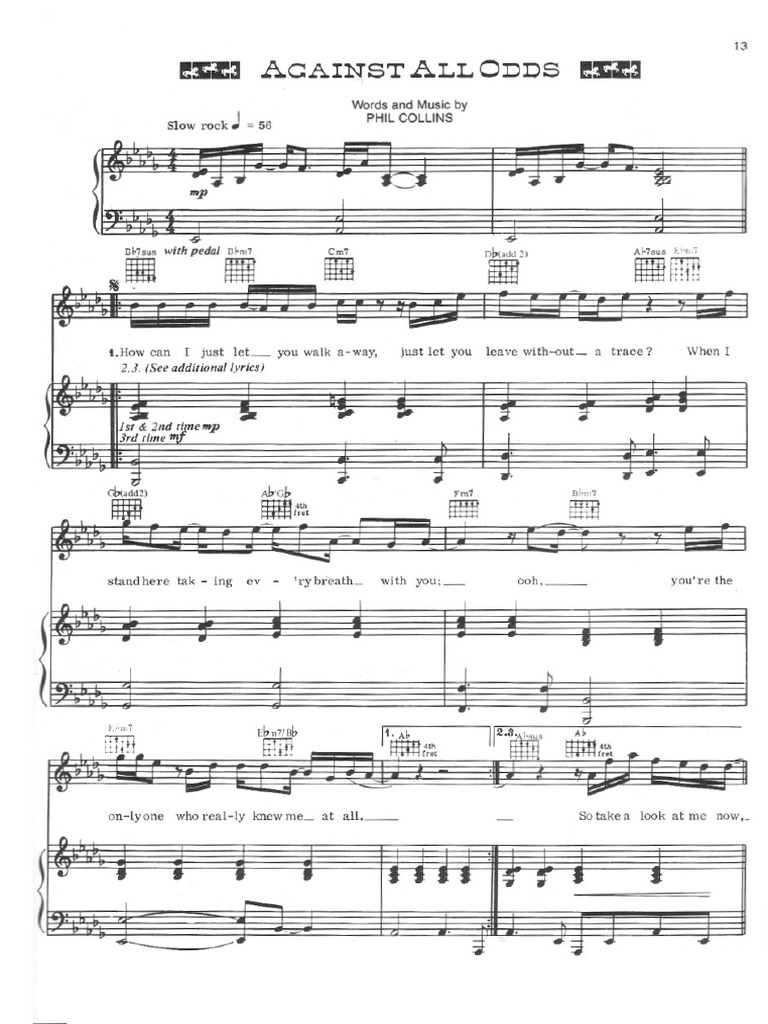 Phil Collins - Against All Odds Sheet Music | PDF
