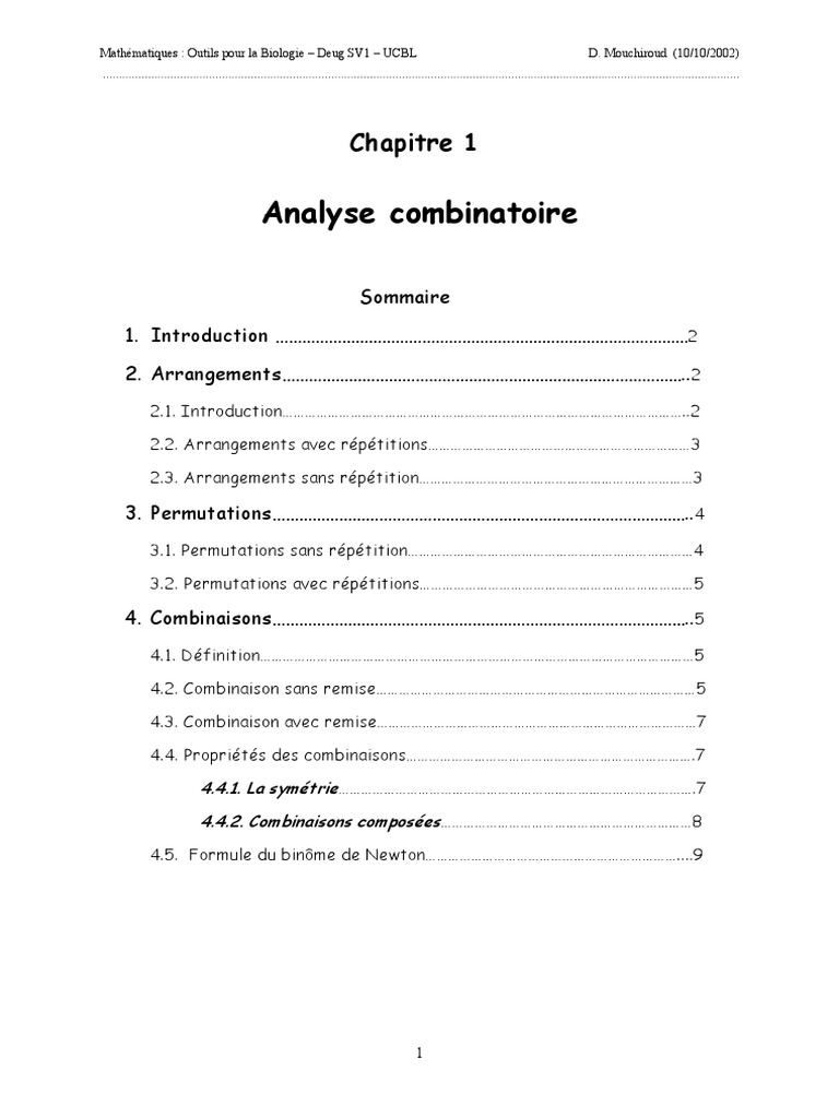 Analyse Combinatoir | PDF | Permutation | Combinatoire