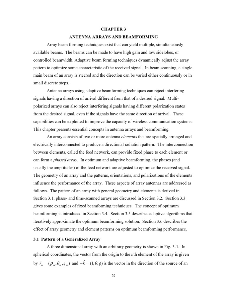 Chapter 3 Antenna Arrays And Beamforming Array Beam Forming Techniques