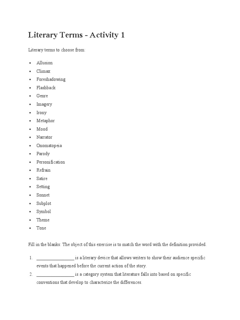 Literary Divices Activities | Poetry | Fiction & Literature | Free 30 ...