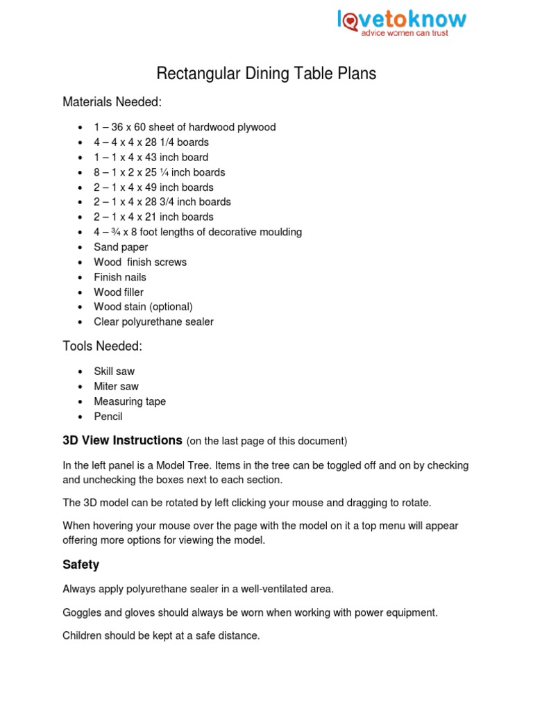 806 Rectangular Dining Table Plans | PDF | Wood | Decorative Arts