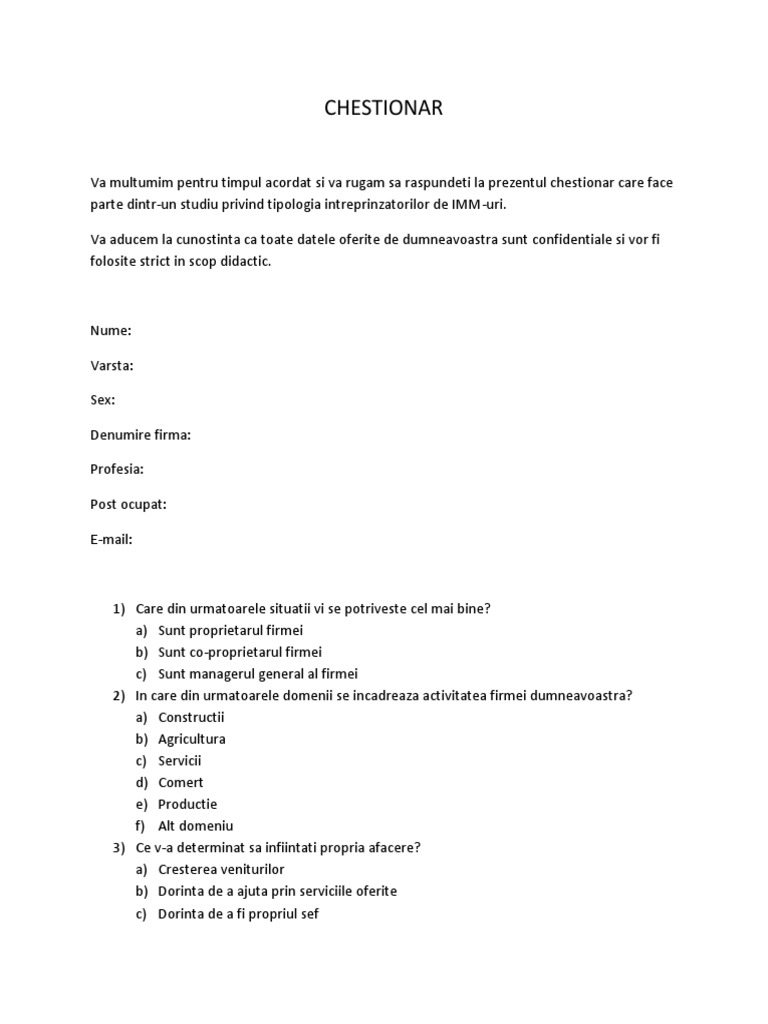 Chestionar | PDF