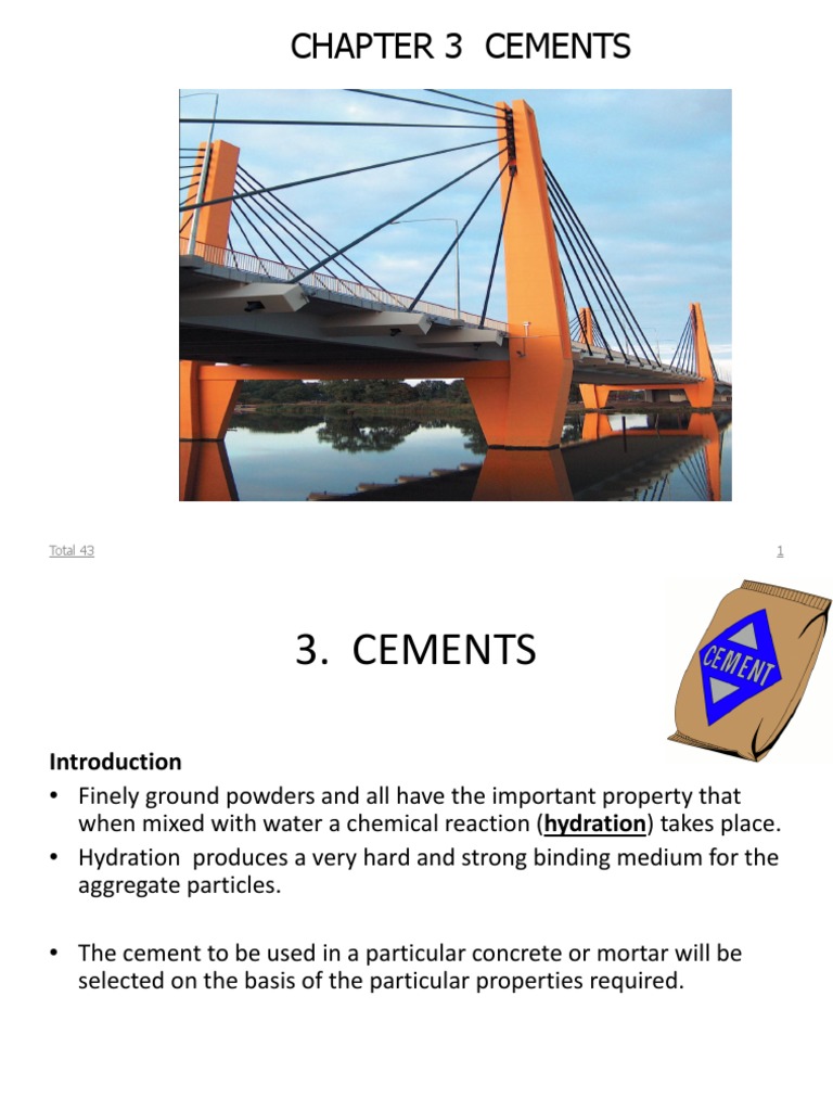 Chapter 3 Cements: Total 43 1 | PDF | Concrete | Cement