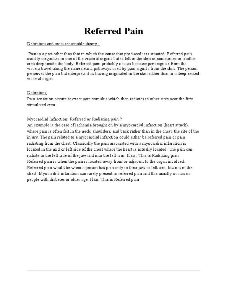 Referred Pain | PDF | Pain | Nervous System