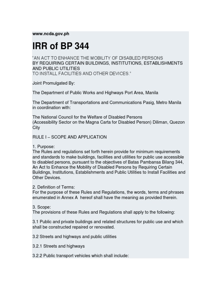 IRR of BP 344 | Accessibility | Wheelchair