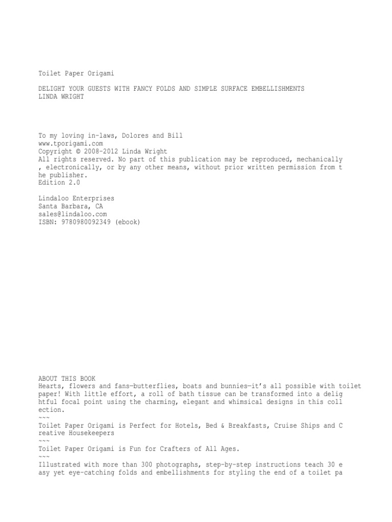 Origami With Toilet Paper | PDF | Origami | Rope