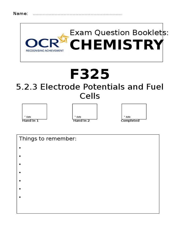 5.2.3 and Fuel Cells | PDF | Redox | Chlorine