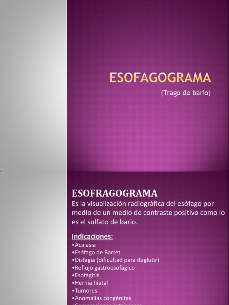 Procedimiento de Esofagograma con Bario | PDF | Enfermedades digestivas ...