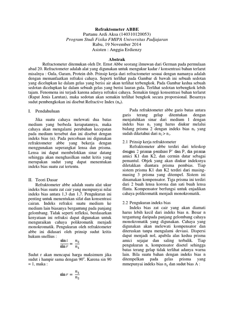 Refraktometer ABBE Paper | PDF