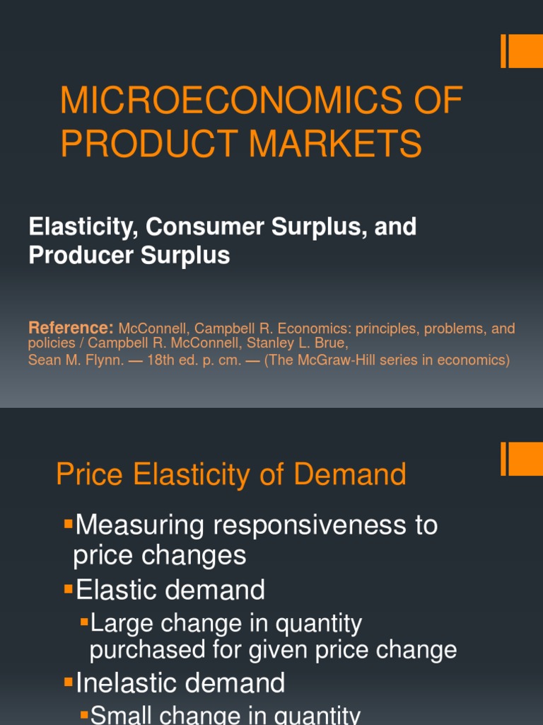 Microeconomics of Product Markets: Elasticity, Consumer Surplus, and ...