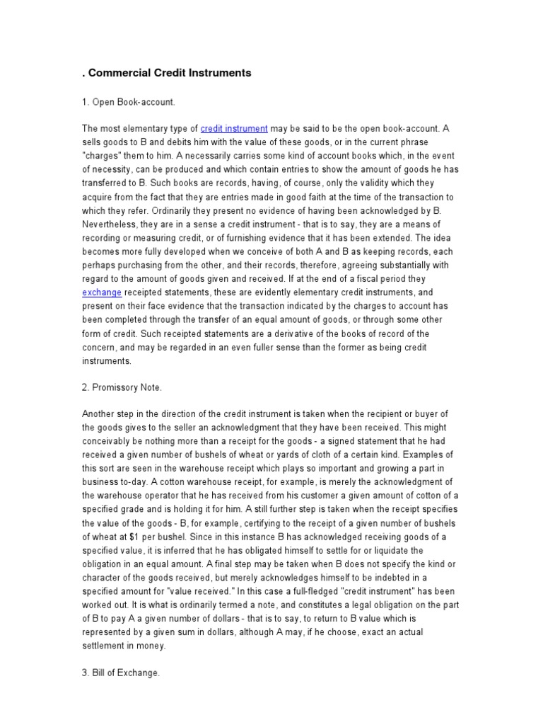 Understanding Commercial Credit Instruments | PDF | Negotiable ...