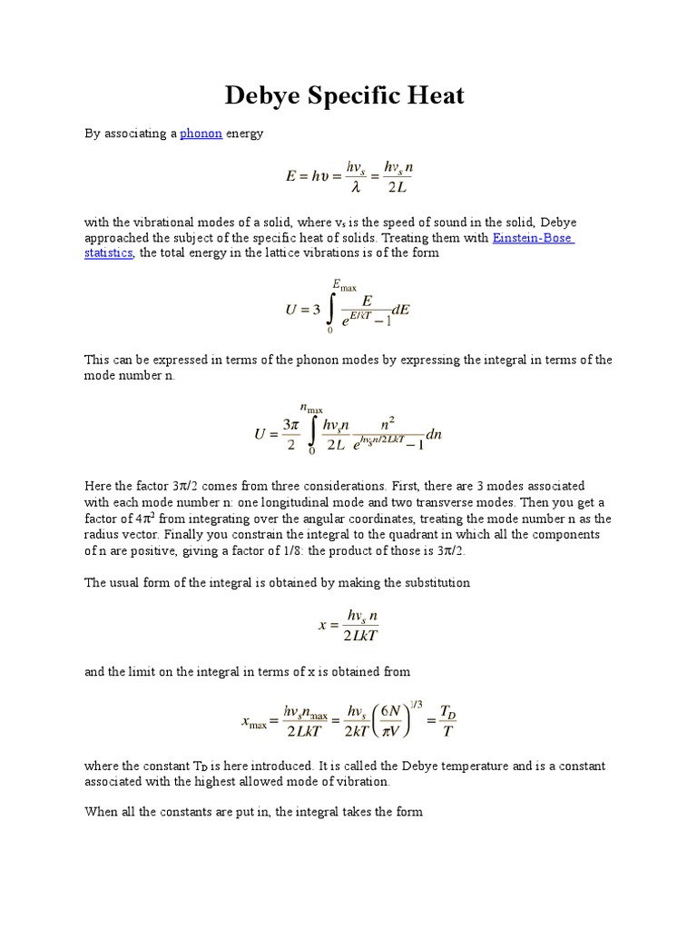 Debye Specific Heat Theory | PDF | Normal Mode | Classical Mechanics