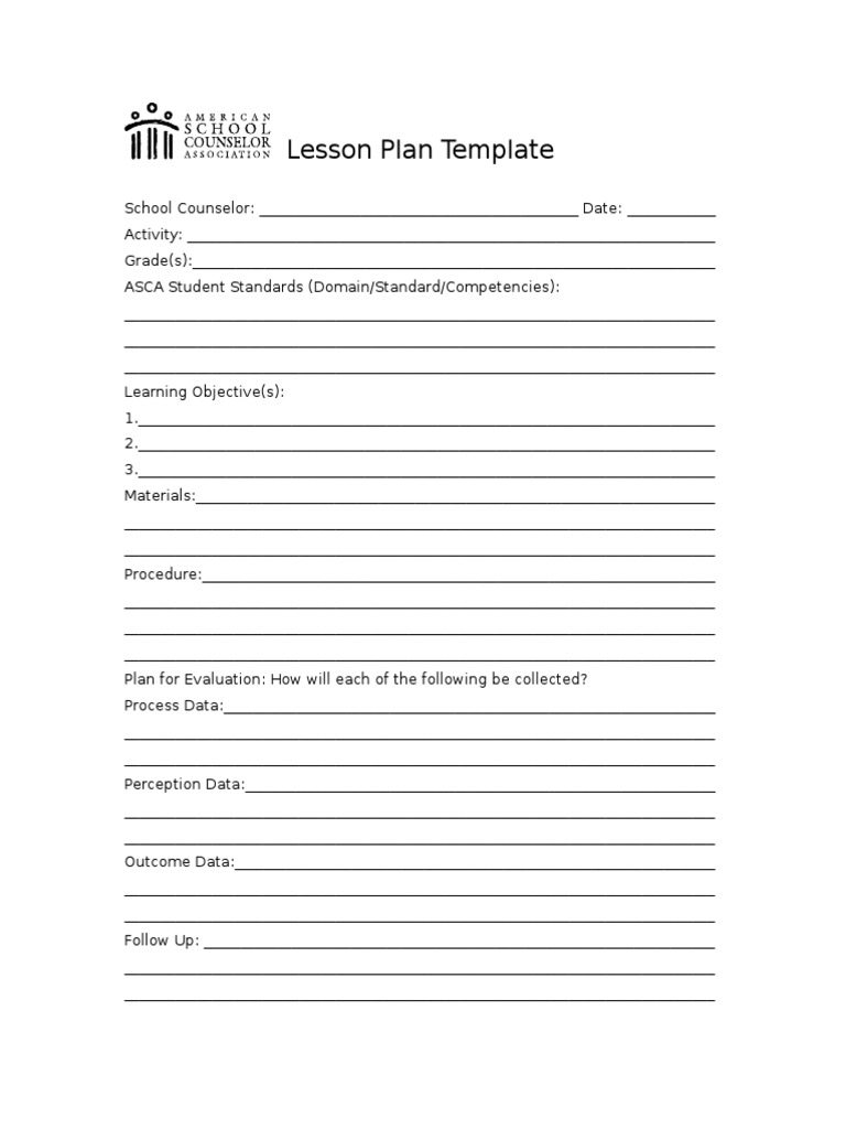 School Counselor Lesson Plan Template | PDF