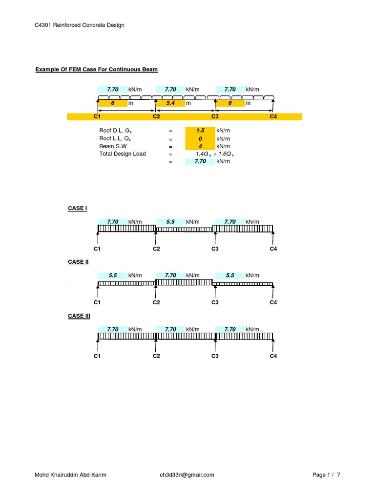 FEM Analysis of Continuous Beam Design | PDF
