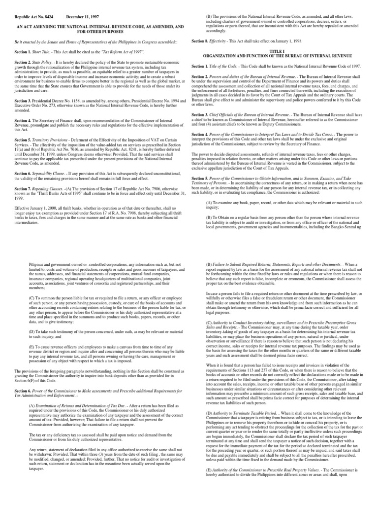 Tax Nirc PDF | Download Free PDF | Internal Revenue Service | Taxpayer