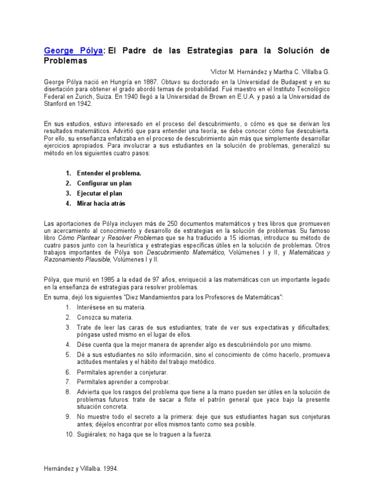 Metodo de Cuatro Pasos de Polya | PDF