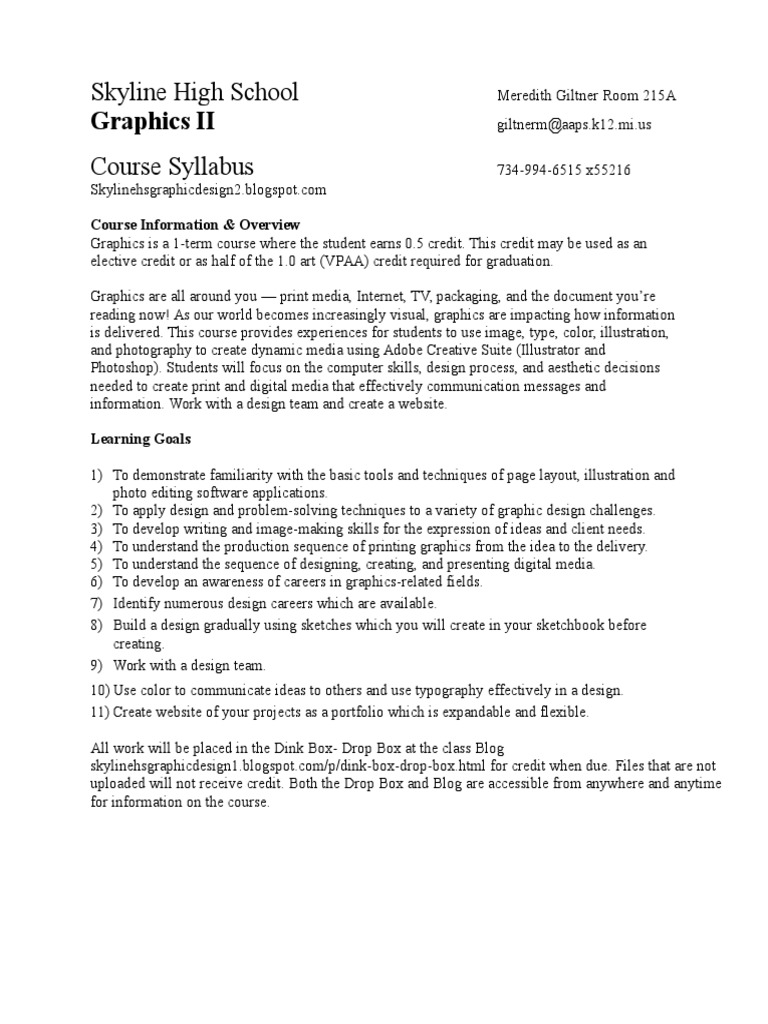 Graphics 2 Syllabus | PDF | Graphics | Design