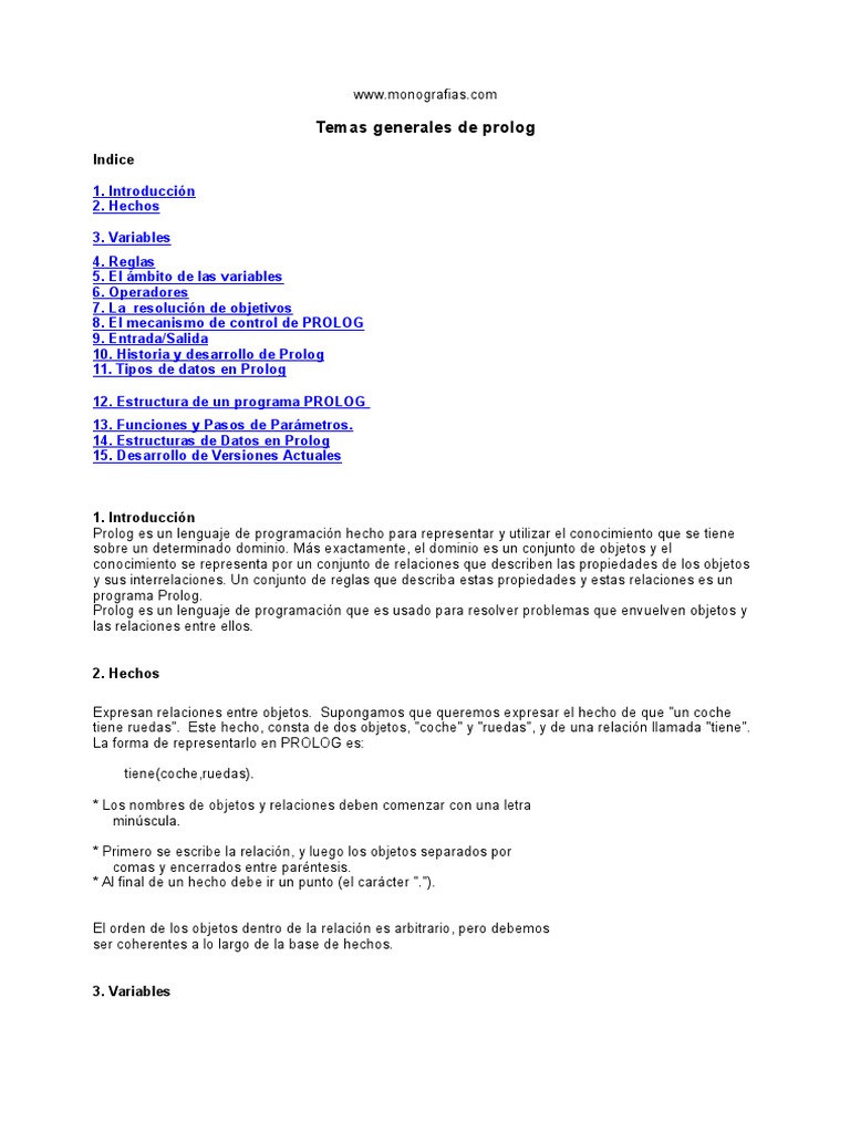 Prolog | PDF | Lenguaje de programación | Lógica de primer orden