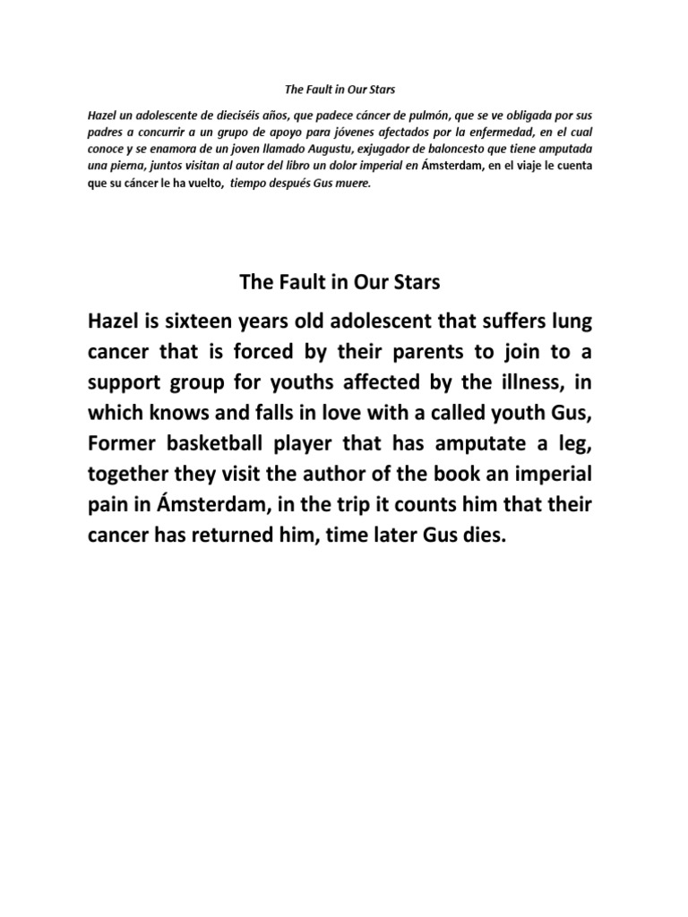 The Fault in Our Stars | PDF | Mystery, Thriller & Crime Fiction