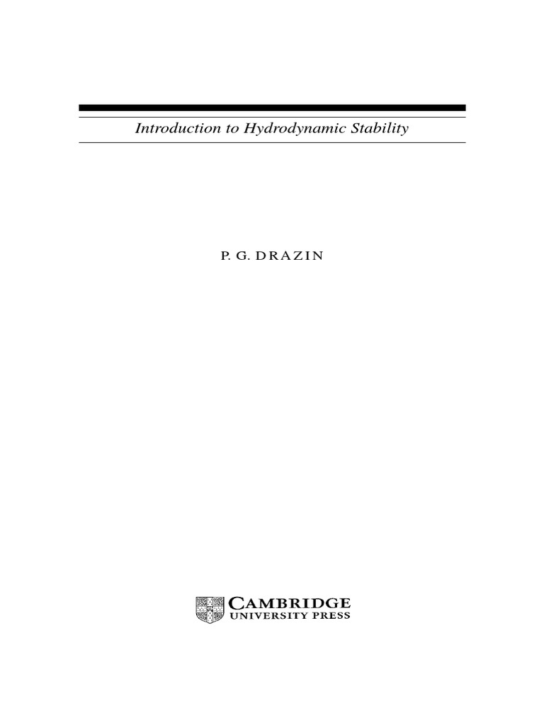 Introduction To Hydrodynamic Stability: P.G.Drazin | PDF | Reynolds ...