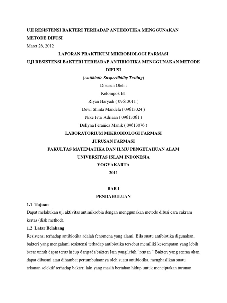 Uji Resistensi Bakteri Antibiotik | PDF
