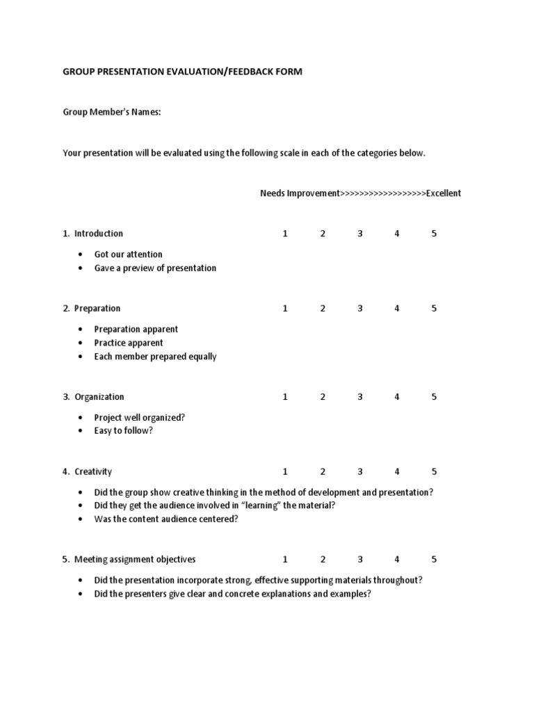 Group Presentation Evaluation | PDF