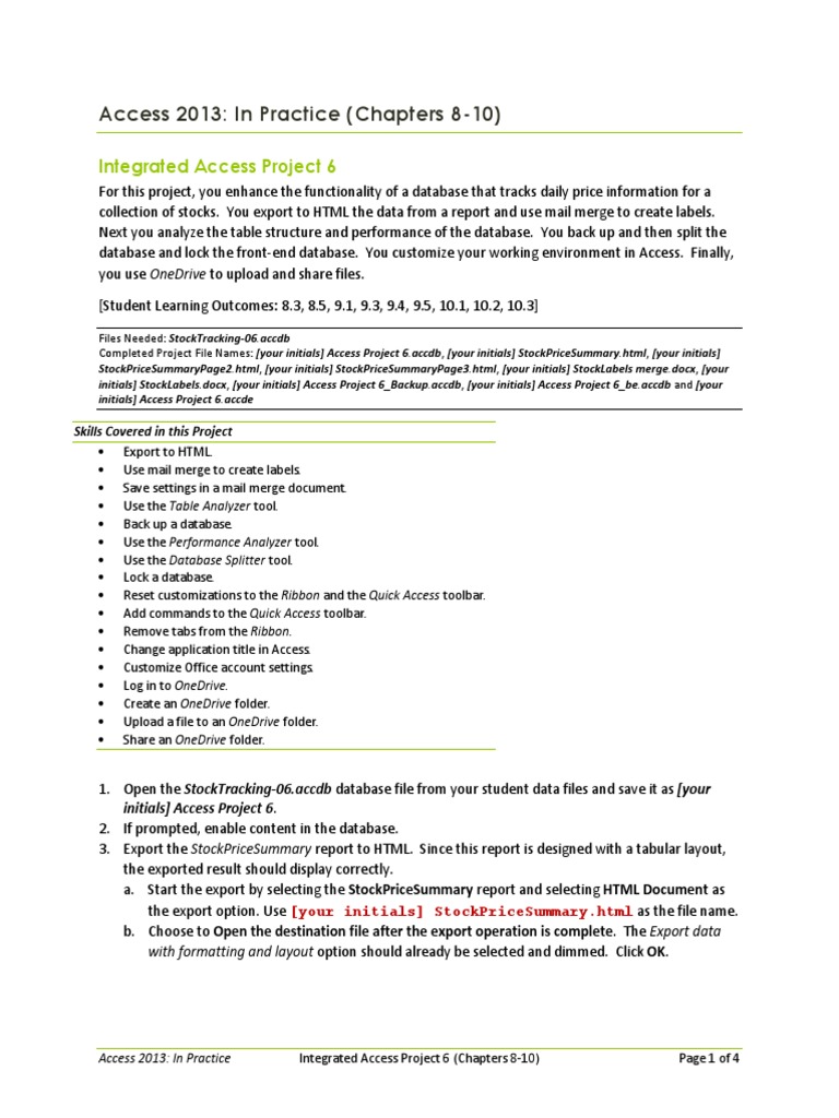 Access Integrated Project 6 | PDF | Databases | Web Browser