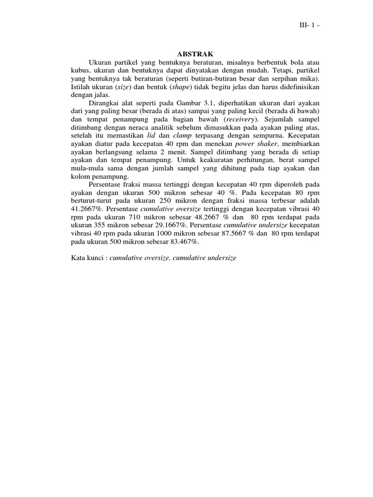 Percobaan 3 Solids Handling Study Bench PRINT | PDF