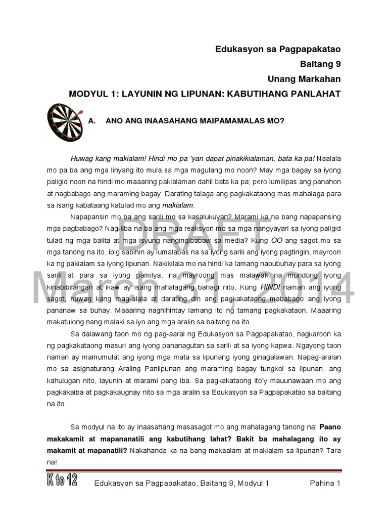 Grade 9 ESP Module PDF | PDF