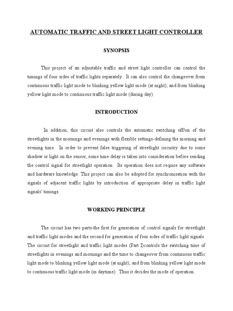 Abstract - Automatic Traffic and Street Light Controller | PDF | Street ...