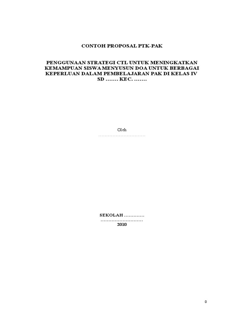 Contoh Proposal PTK-PAK | PDF
