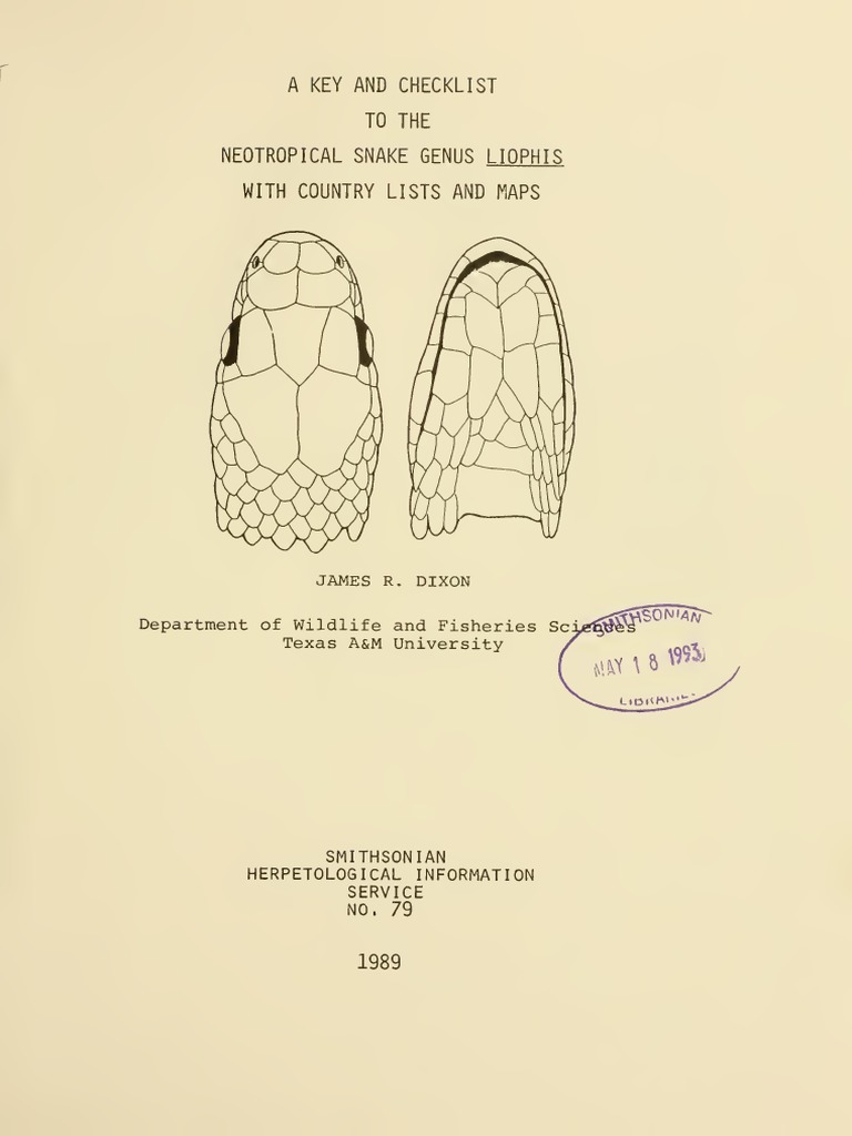Key to Neotropical Snake Genus Liophis | PDF | Anatomical Terms Of ...