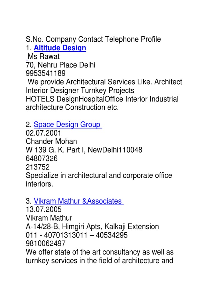 Architects List | PDF | Design | Real Estate Law