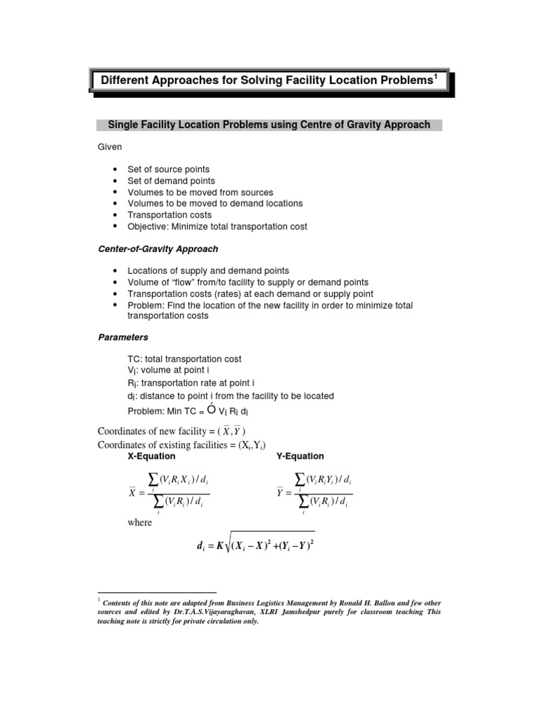 Different Approaches For Solving Location Problems | PDF | Linear ...