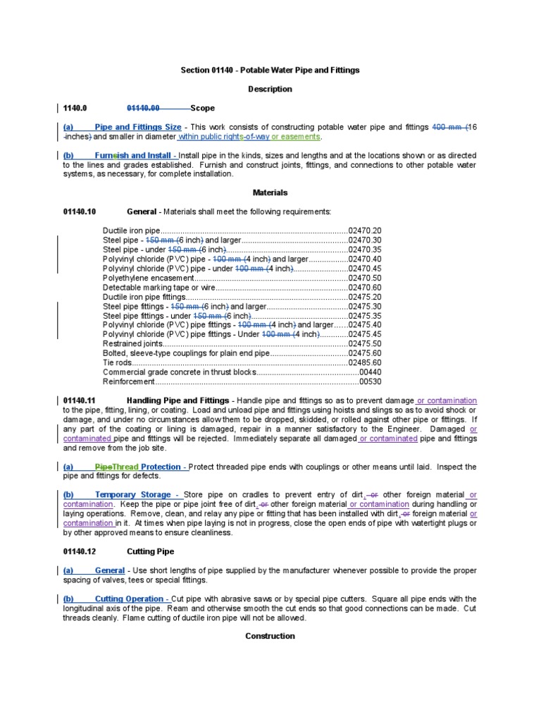 Potable Water Pipe and Fittings | Download Free PDF | Pipe (Fluid ...