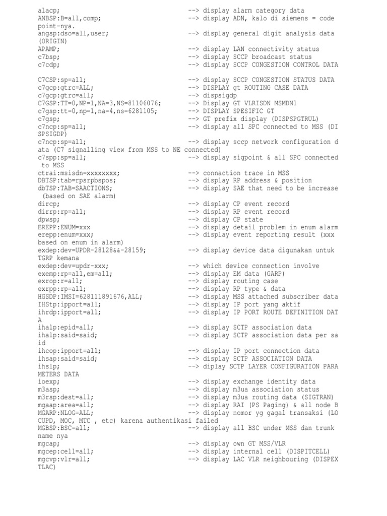 MML Ericsson Commands | Telecommunications Standards | Data