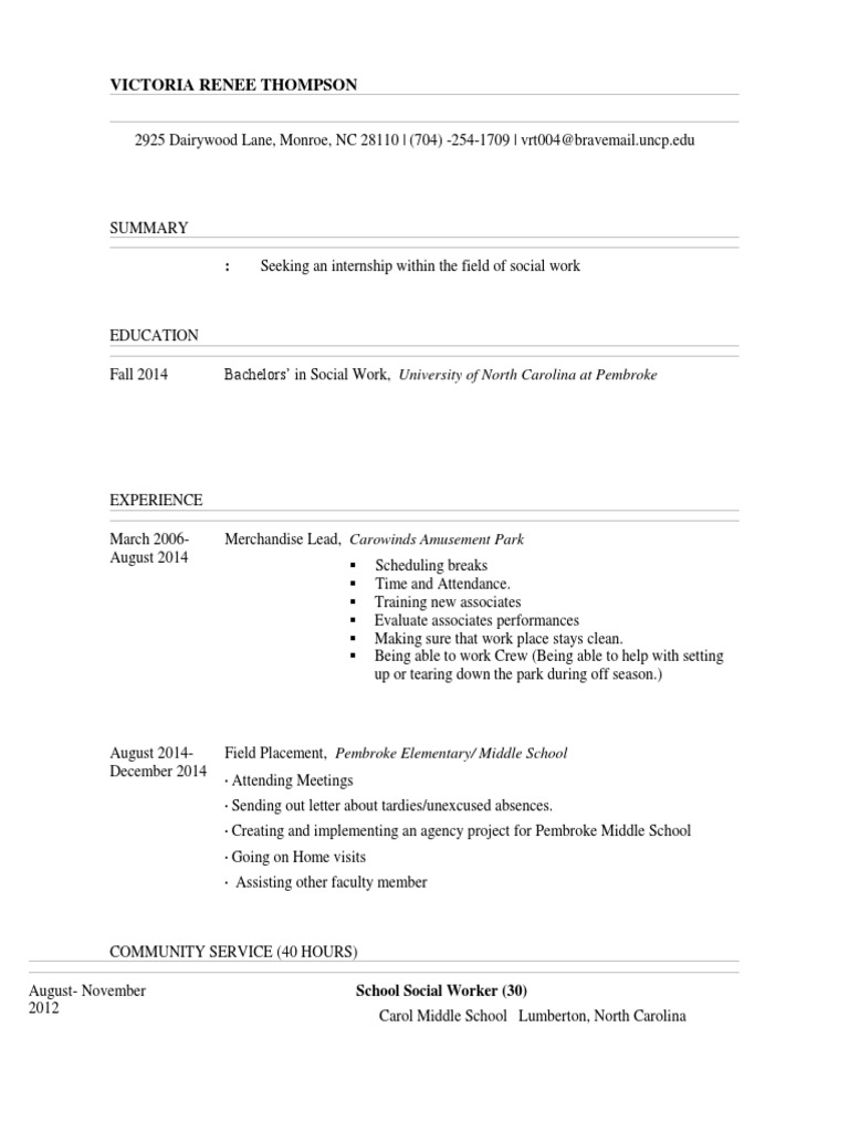 Victoria Renee Thompson Resume | PDF