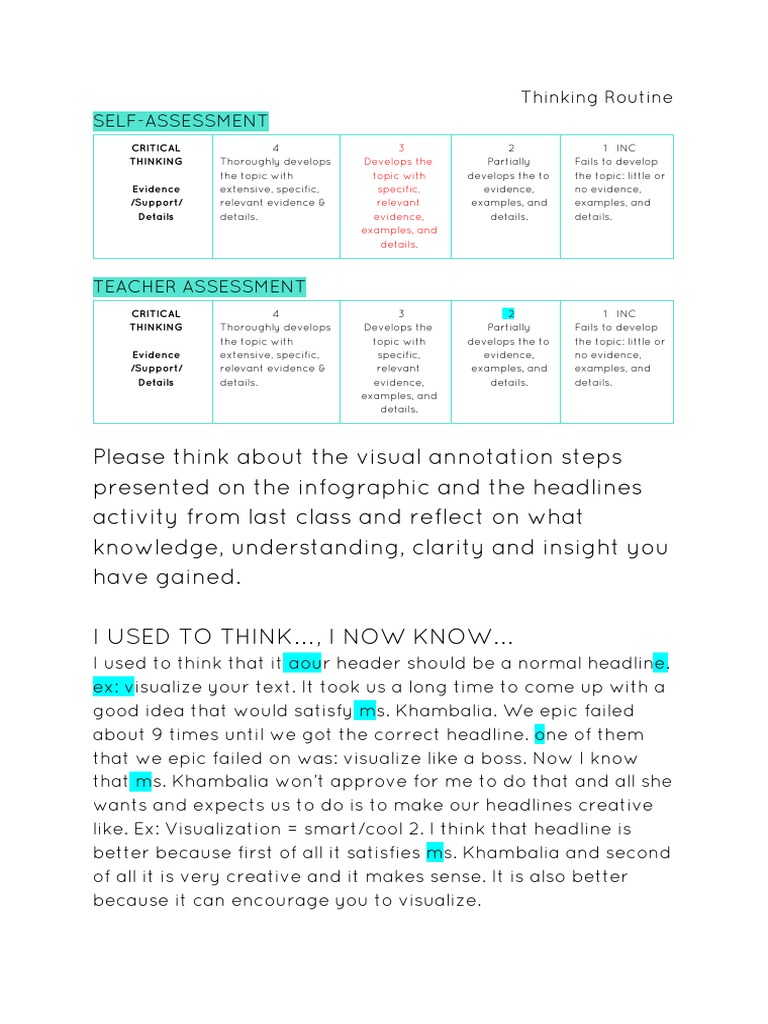 Critical Thinking Self-Assessment Guide | PDF | Self-Improvement